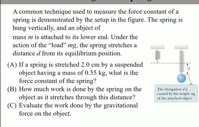 a common technique used to measure the force constant of a spring is ...