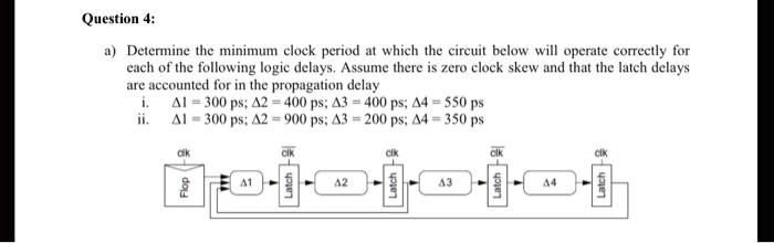SOLVED: Question 4: Determine the minimum clock period at which the ...