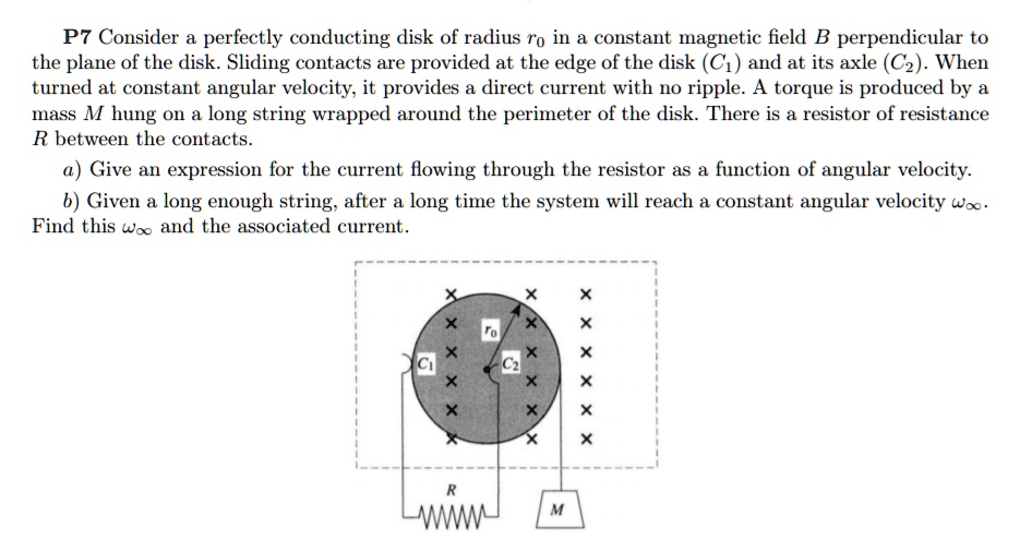 SOLVED: P7 Consider a perfectly conducting disk of radius ro in a constant magnetic field B ...