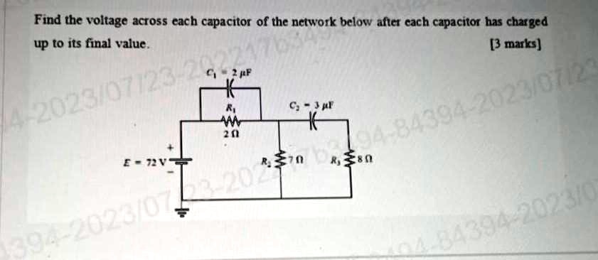 SOLVED: Find the voltage across each capacitor of the network below after each capacitor has ...