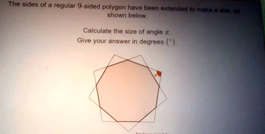 SOLVED: The sides of a regular 9-sided polygon have been extended to form a V shape, as shown ...