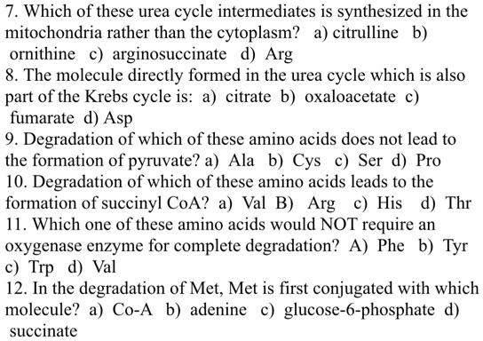 7 which of these urea cycle intermediates is synthesized in the ...