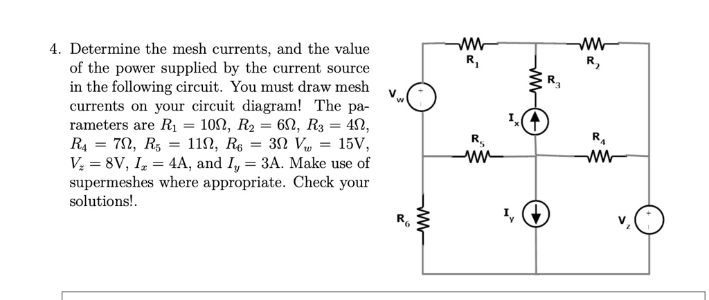 4 determine the mesh currents and the value of the power supplied by the current source in the ...