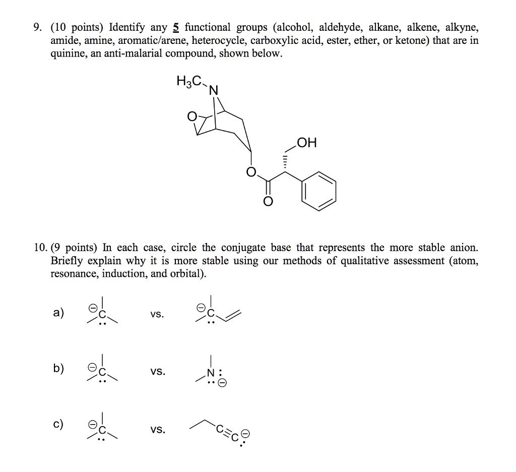 SOLVED: (10 points) Identify any 5 functional groups (alcohol, aldehyde, alkane, alkene, alkyne ...