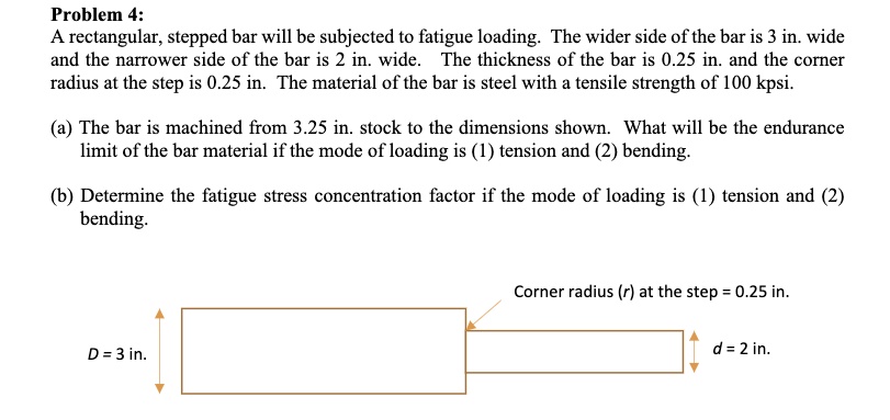 SOLVED: Problem 4: A rectangular, stepped bar will be subjected to ...