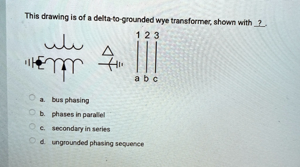 This drawing is of a delta-to-grounded wye transformer, shown with ...