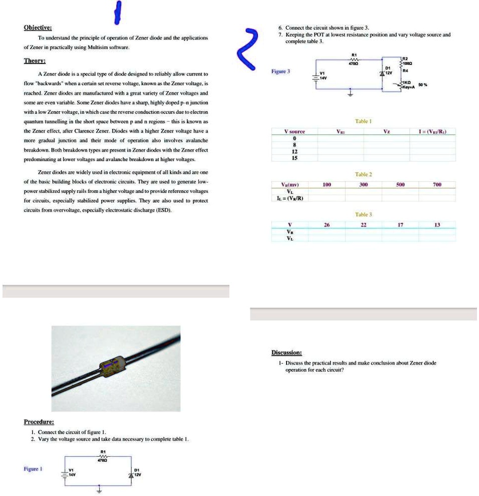 obiective to understand the principle of operation of zener diode and the applications of zener ...