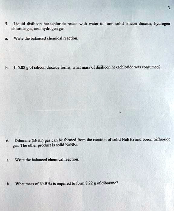 liquid disilicon hexachloride reacts with water t0 form solid silicon ...