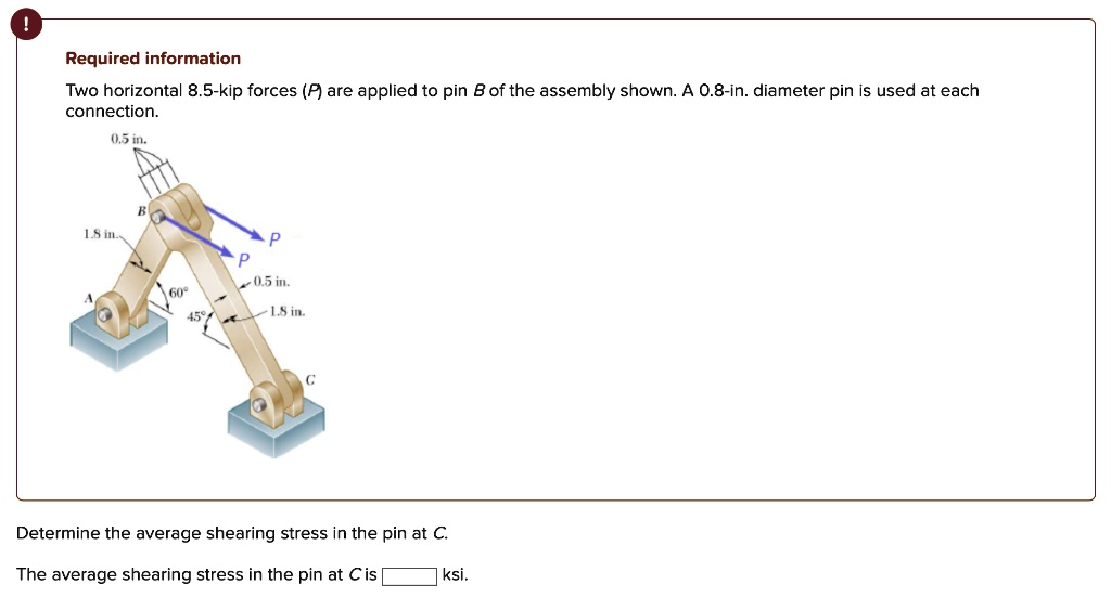 Required information Two horizontal 8.5-kip forces (P) are applied to ...