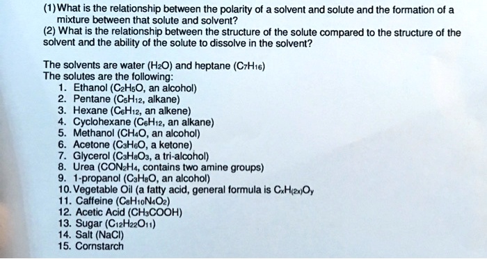 (1) What is the relationship between the polarity of a solvent and ...