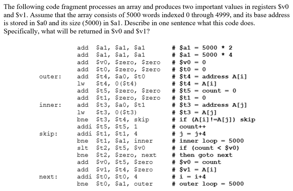 Solved The Following Code Fragment Processes An Array And Produces Two 6434