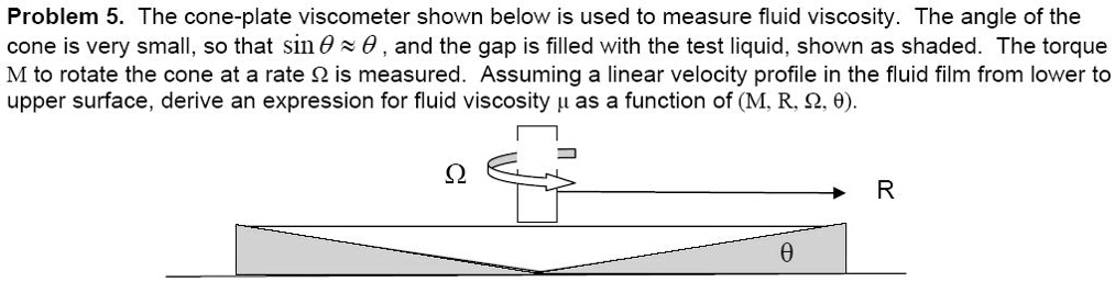 [GET ANSWER] Problem 5. The cone-plate viscometer shown below is used ...