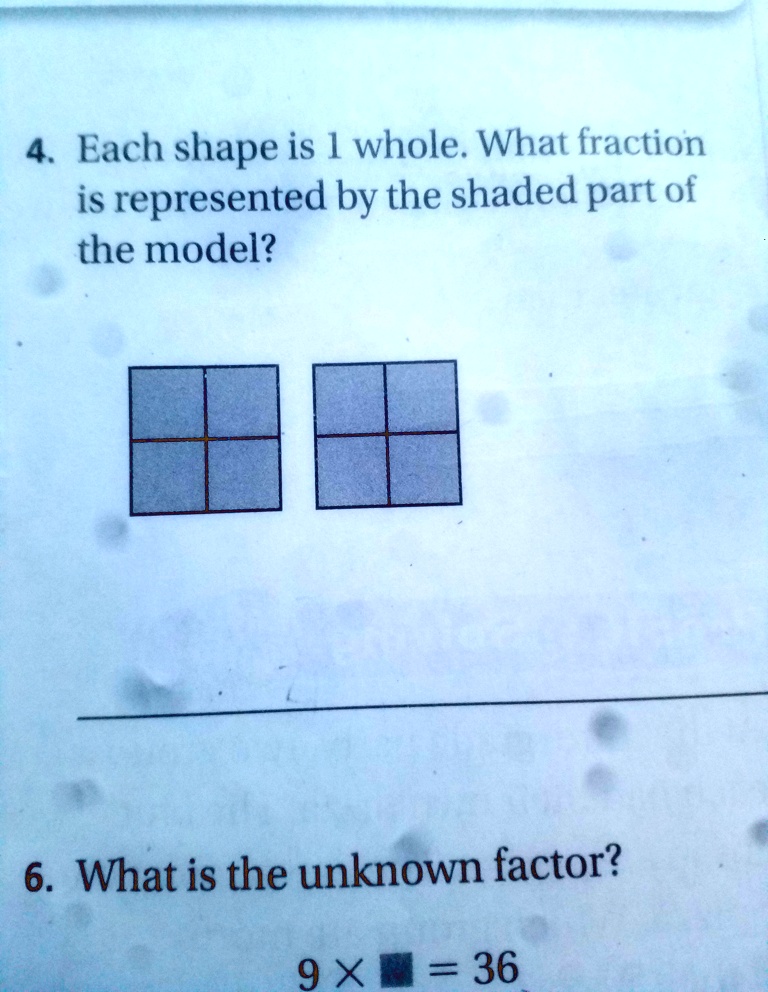 SOLVED: 'Each shape is 1 whole. What fraction is represented by the ...