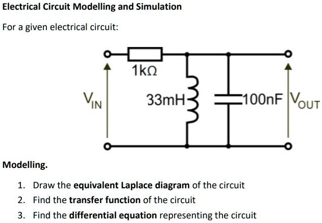 SOLVED: Electrical Circuit Modelling and Simulation For a given ...