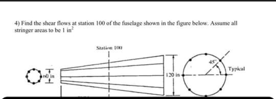 4) Find the shear flows at station 100 of the fuselage shown in the ...