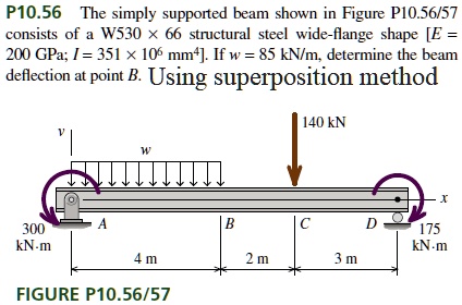 SOLVED: P10.56 The simply supported beam shown in Figure P10.56/57 consists of a W530 66 ...
