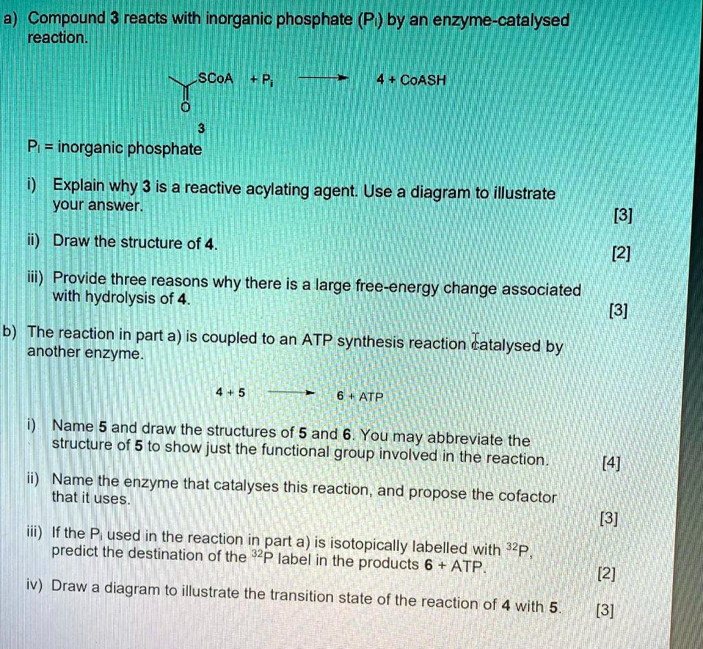 SOLVED: a) Compound 3 reacts with inorganic phosphate (Pi) by an enzyme ...