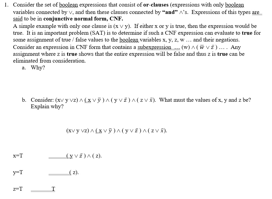 Solved Consider The Set Of Boolean Expressions That Consist Of 0 Clause Expressions With Only 