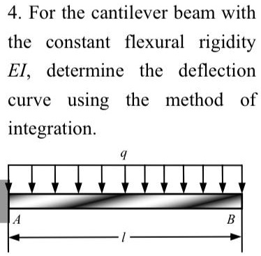 4. For the cantilever beam with the constant flexural rigidity EI, determine the deflection ...
