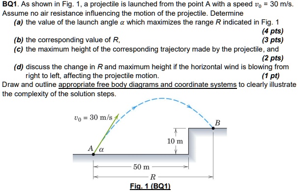 SOLVED: As shown in Fig. 1, a projectile is launched from the point A ...