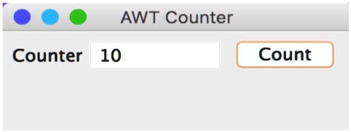 SOLVED: Write a java program (counter) that displays a window exactly as in the following figure ...