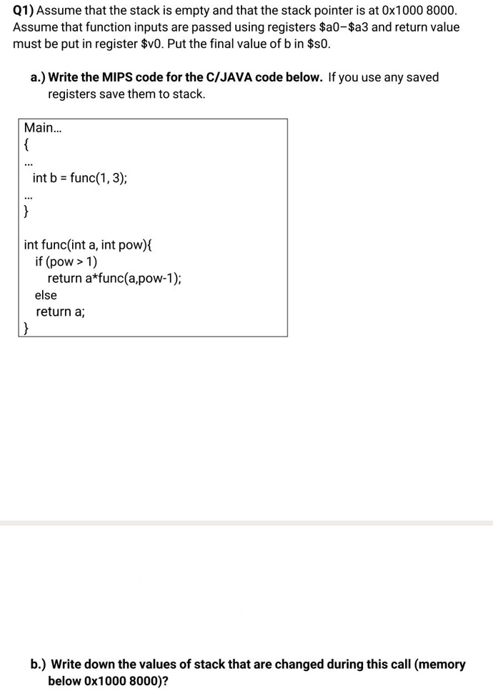 Solved Assume That The Stack Is Empty And That The Stack Pointer Is At 7092