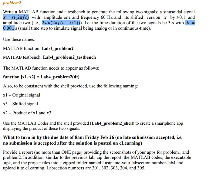 Solved Problemz Write Matlab Function And Testbench Generate The Following Wo Signals 8462