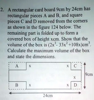 SOLVED: A rectangular cardboard measuring 9cm by 24cm has rectangular ...