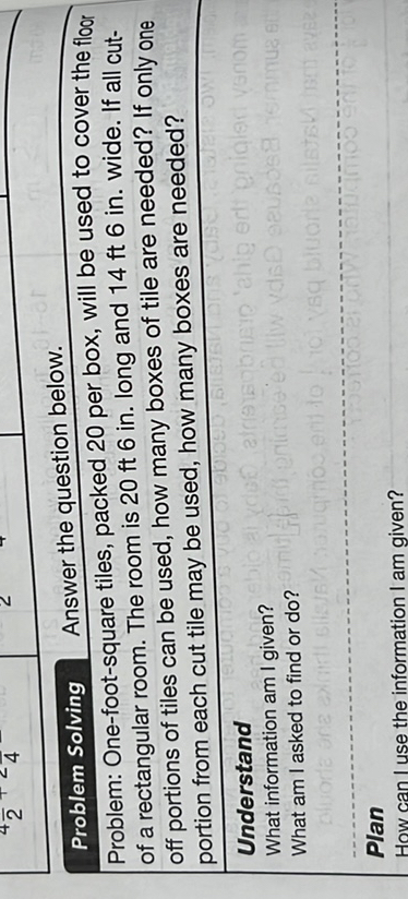 SOLVED: Problem Solving Answer the question below. Problem: One-foot-square tiles, packed 20 per ...