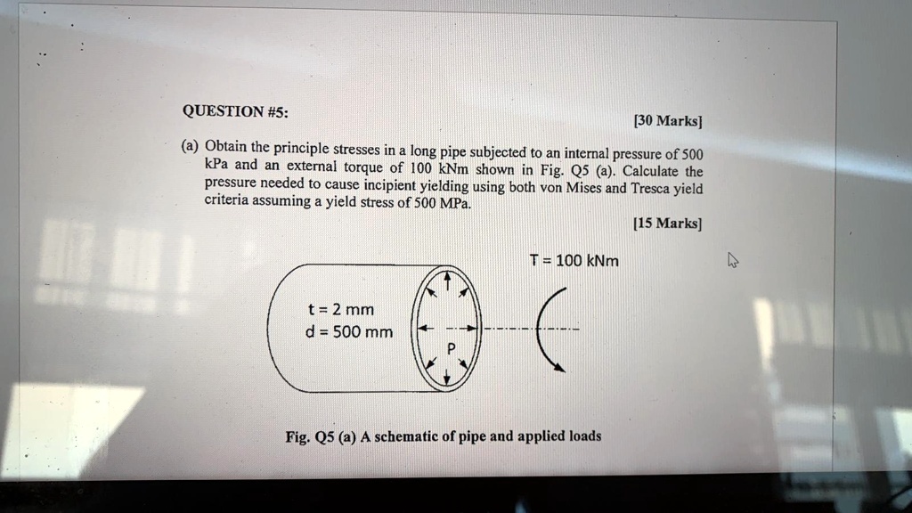 SOLVED: QUESTION #5: [30 Marks] Obtain the principal stresses in a long ...
