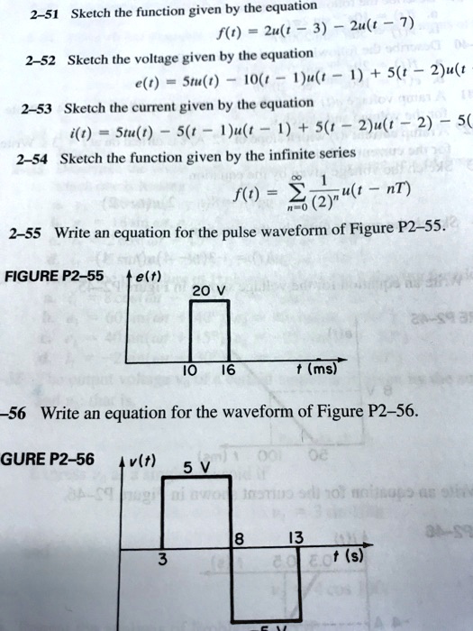 SOLVED: Integrate the waveform both graphically and analytically for Figure 2-55. Thank you. 2 ...