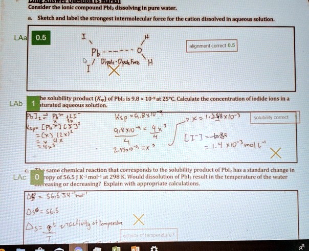 SOLVED: Consider the Ionic compound PbI2 dissolving in pure water ...