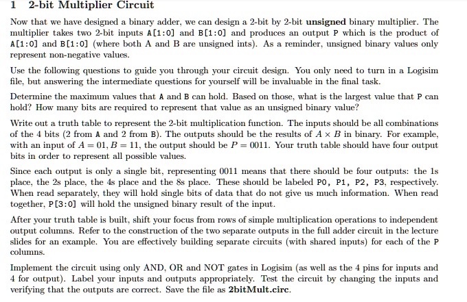 2 Bit Multiplier Circuit Now That We Have Designed A Binary Adder We 2658