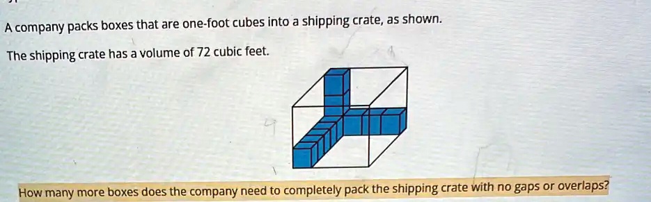 SOLVED: A company packs boxes that are one-foot cubes into a shipping ...