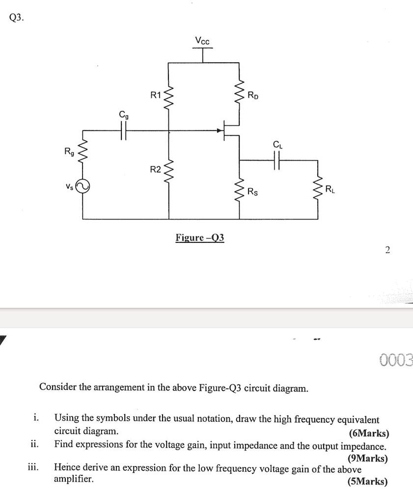 SOLVED: Text: Q3. Vcc Figure -03 2 0003 Consider the arrangement in the above Figure-Q3 circuit ...