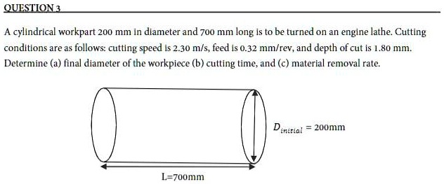 [GET ANSWER] QUESTION 3 A cylindrical workpart 200 mm in diameter and ...