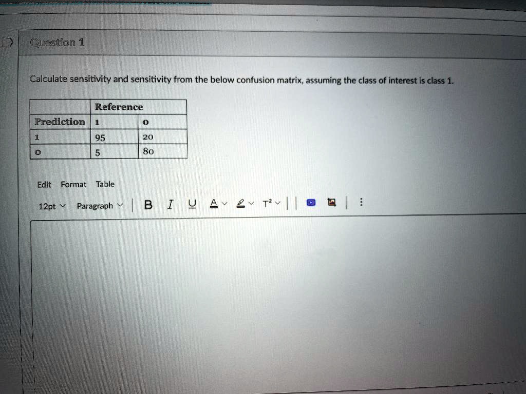 SOLVED: Question 1 Calculate sensitivity ad sensitivity from the below ... SOLVED: Question 1 Calculate sensitivity ad sensitivity from the below ...