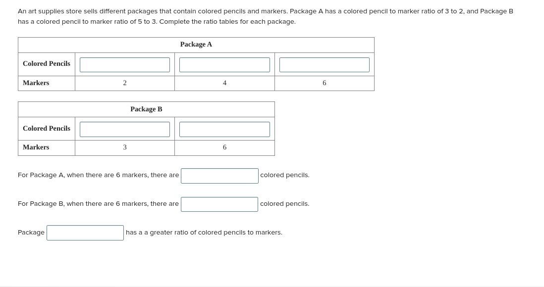 SOLVED: An art supplies store sells different packages that contain ...