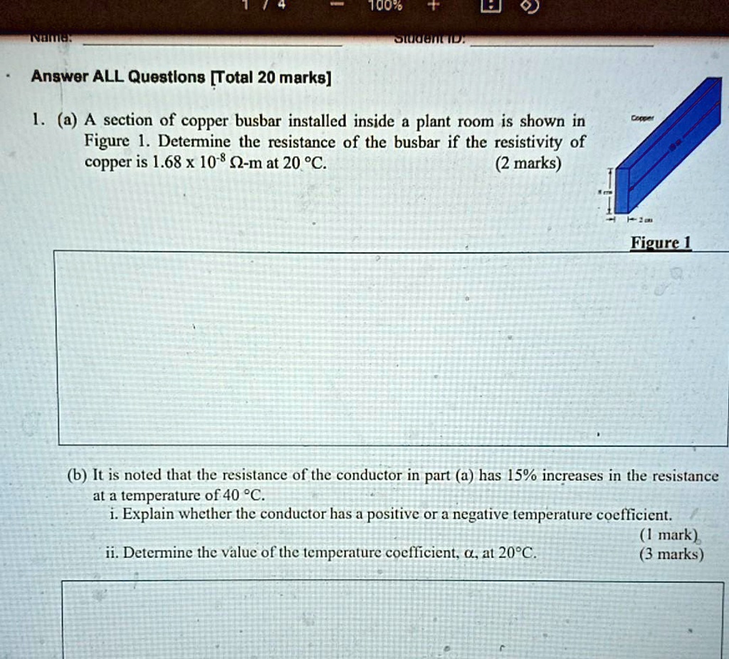 SOLVED: SOLVE NEATLY 100% Answer ALL Questions [Total 20 marks] 1a. A section of copper busbar ...