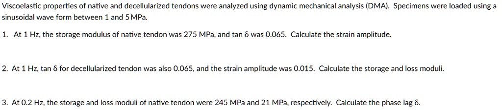 SOLVED: Viscoelastic properties of native and decellularized tendons ...