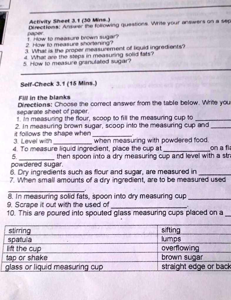 self check 31 15 mins fill in the blanks directions choose the correct answer from the table ...