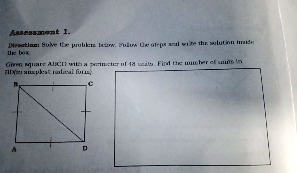 SOLVED: Assessment 1. Direction: Solve the problem below. Follow the ...