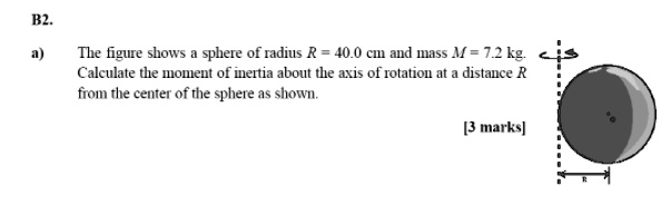 SOLVED: The figure shows a sphere of radius R = 40.0 cm and mass M = 7 ...