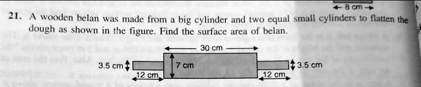 SOLVED: 'a wooden belan was made from a big cylinder and 2 equal small ...