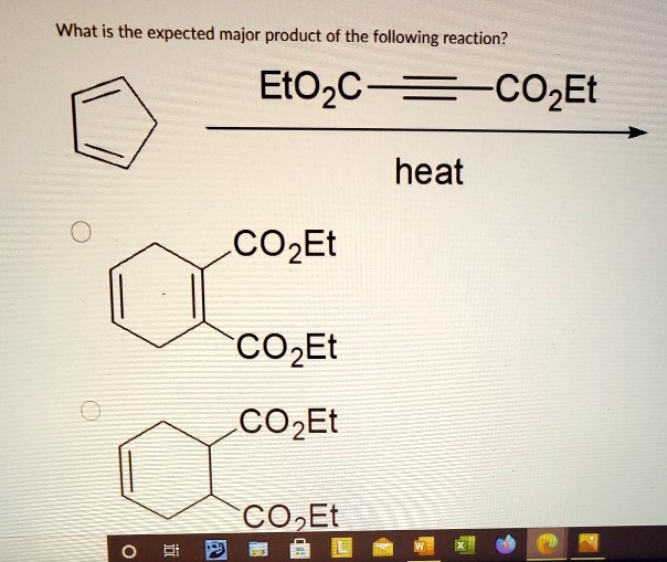 SOLVED: What is the expected major product of the following reaction ...