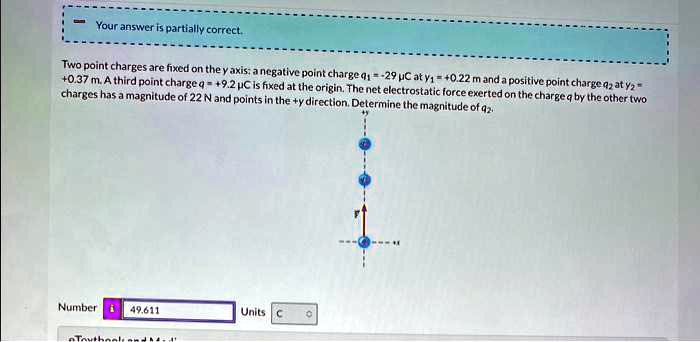 SOLVED: Your answer is partially correct. The charge has a magnitude of ...