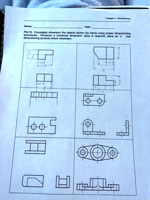 SOLVED: Dato P4-11 Completely dimension the objects shown (by hand using proper dimensioning ...