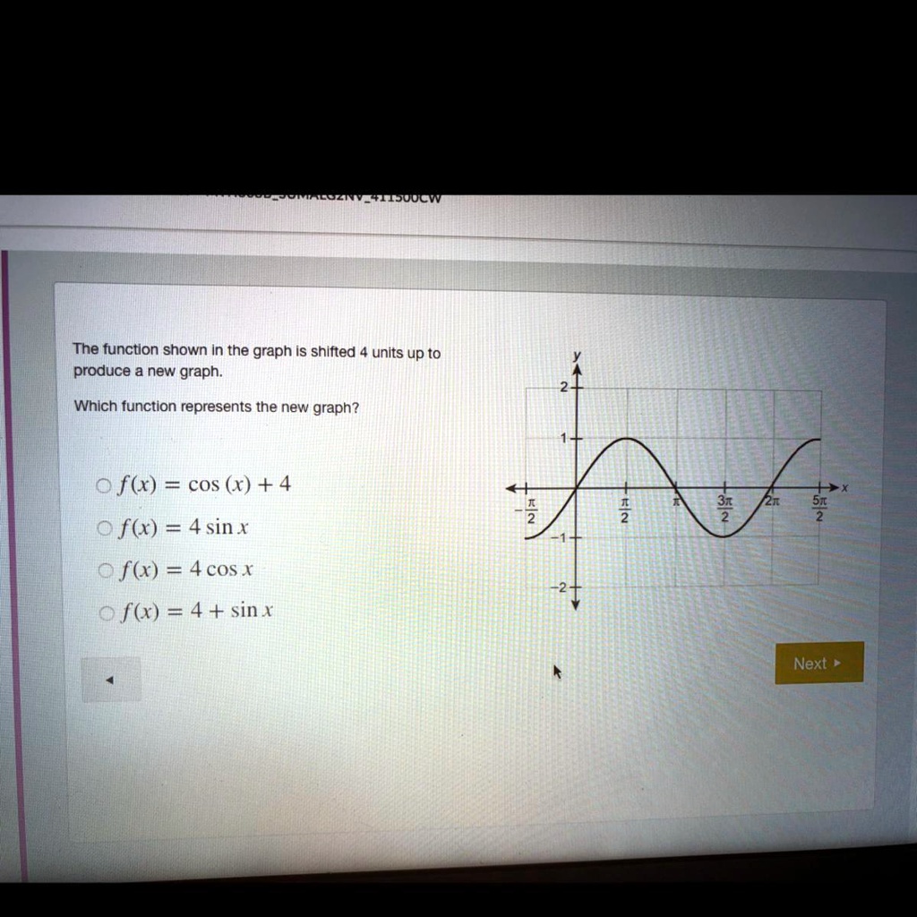 SOLVED: Which function represents the new graph? The picture is on the top. The function shown ...