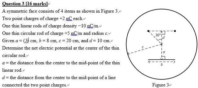 question 3 l6 marksl a symmetric face consists of 4 items as shown in figure two point charges ...