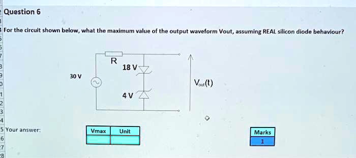 SOLVED: For the circuit shown below, what is the maximum value of the output waveform Vout ...